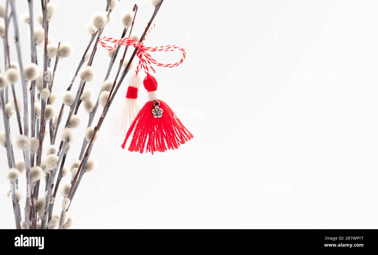 Martenitsa, Baba Marta, Martisor With Willow Twig on White Background ...