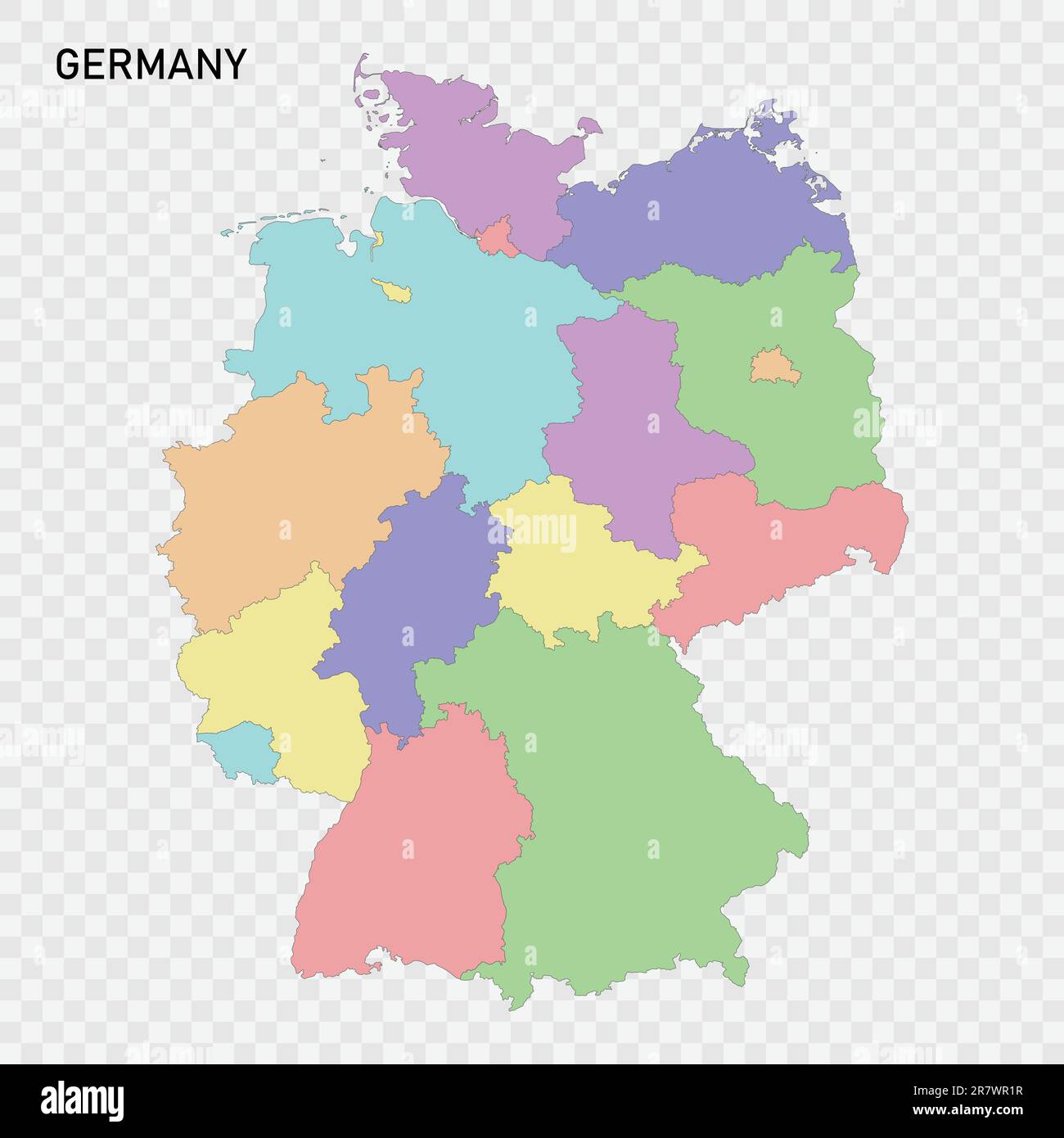 Isolated colored map of Germany with borders of the regions Stock ...