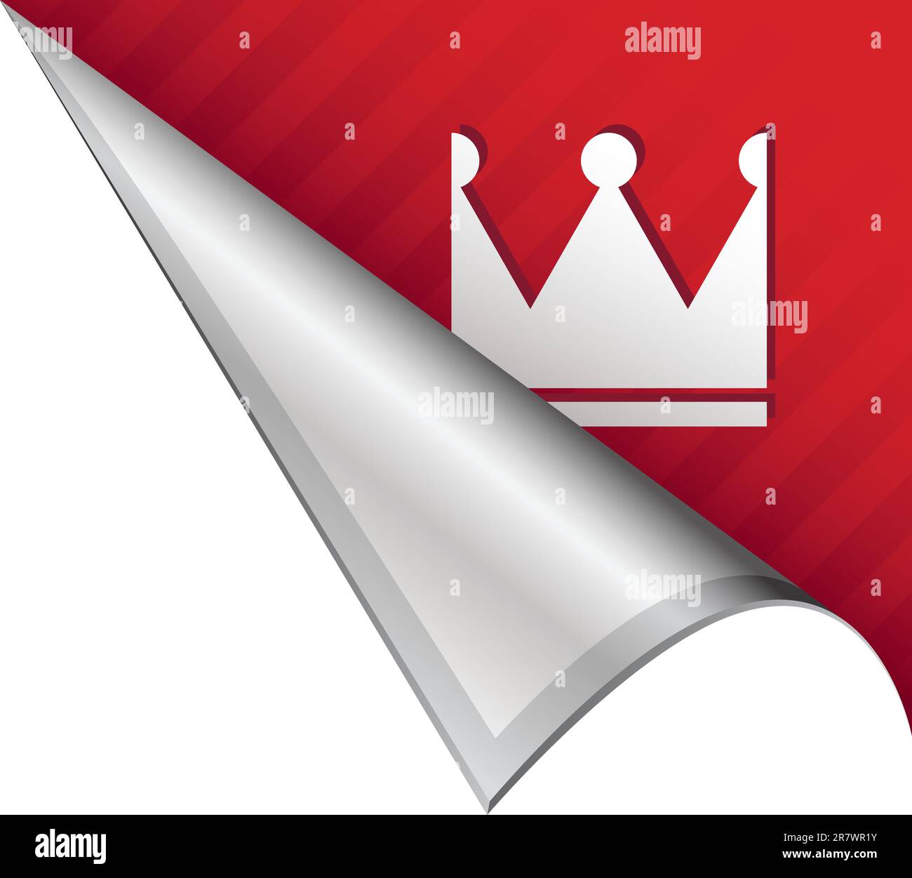 Crown icon on vector peeled corner tab suitable for use in print, on ...