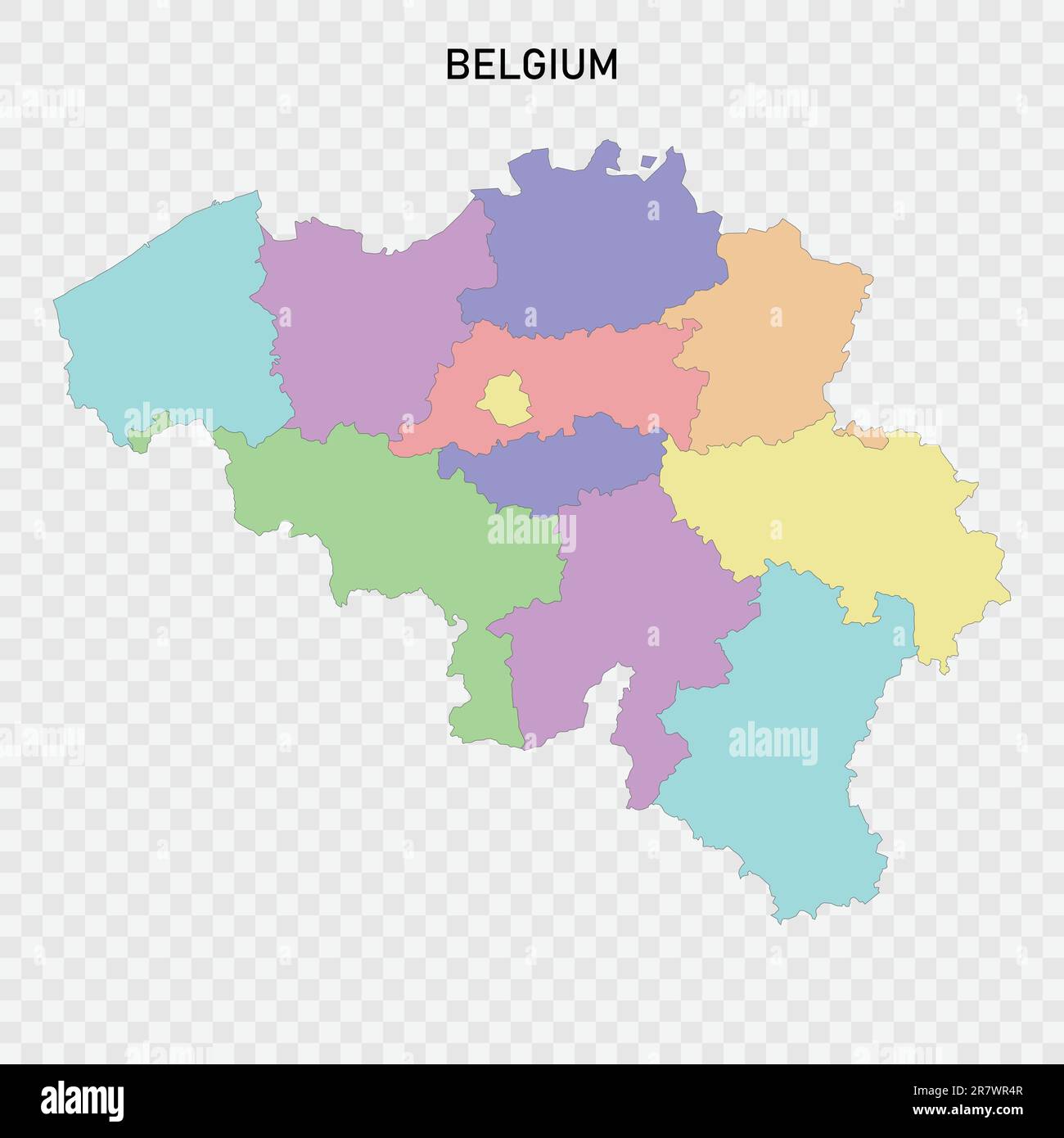 Isolated colored map of Belgium with borders of the regions Stock ...