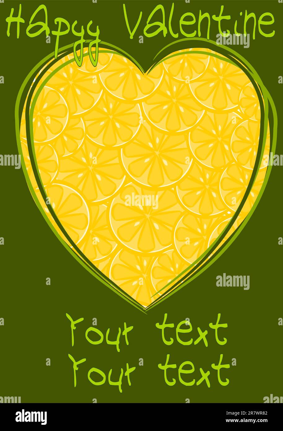 Lemons hearts - beauty yellow card, illustration Stock Vector Image ...