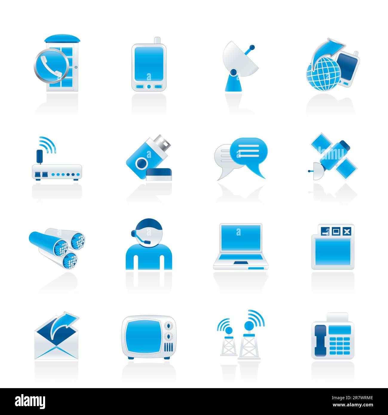 Communication, connection and technology icons - vector icon set Stock ...