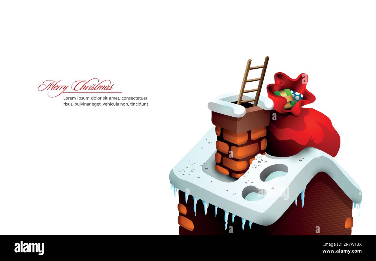 Christmas Greeting with Cute House and Santa Claus Hidden in the ...