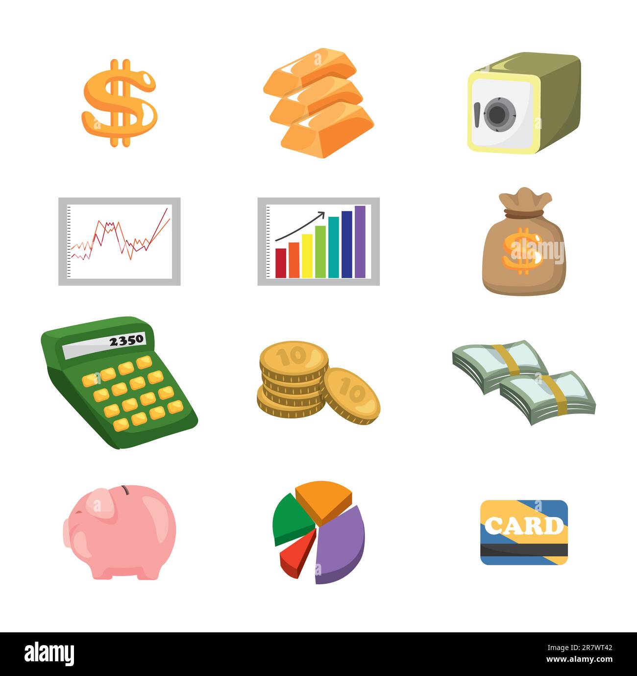Bank icon set cartoon Cut Out Stock Images & Pictures - Alamy