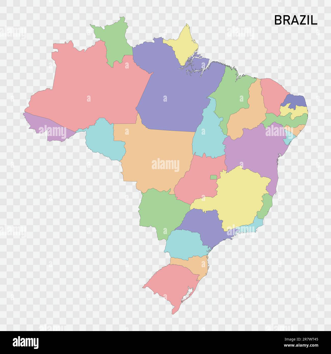Isolated colored map of Brazil with borders of the states Stock Vector ...