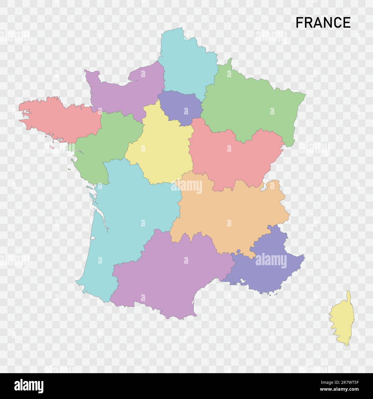 Isolated colored map of France with borders of the regions Stock Vector ...