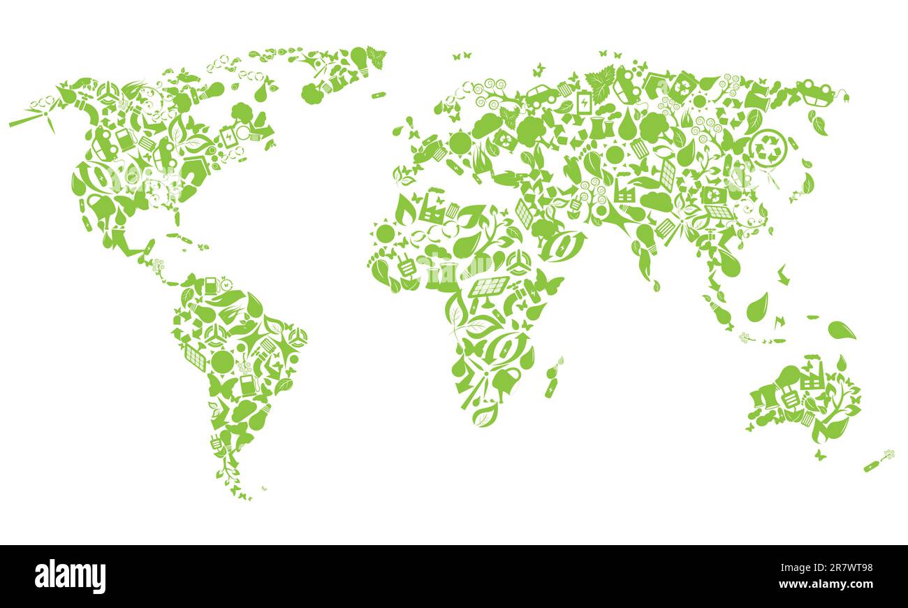 Image world map icons Cut Out Stock Images & Pictures - Alamy