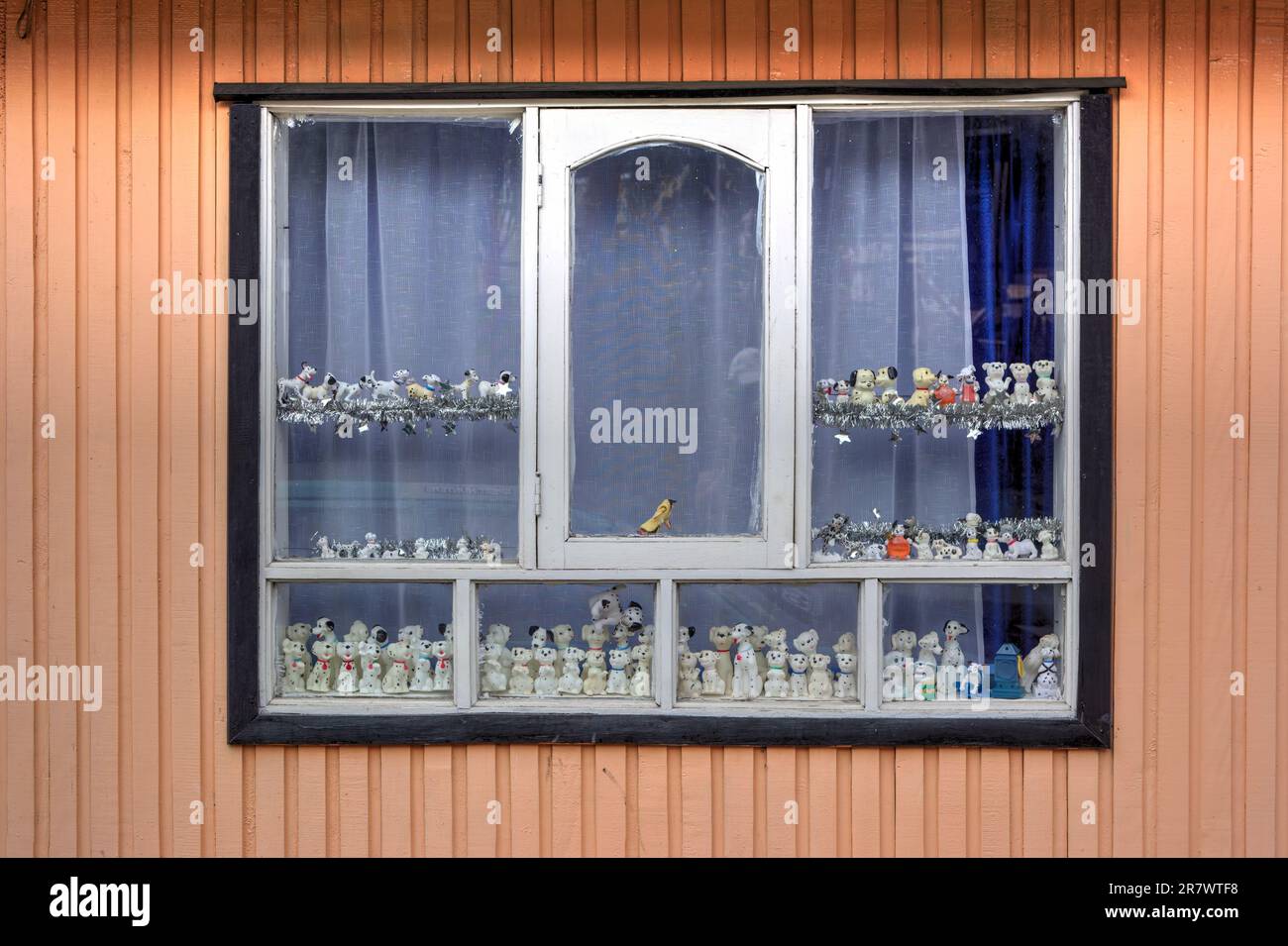 Traditional wood shingles (Tejuela Chilota) on historic buildings on ...