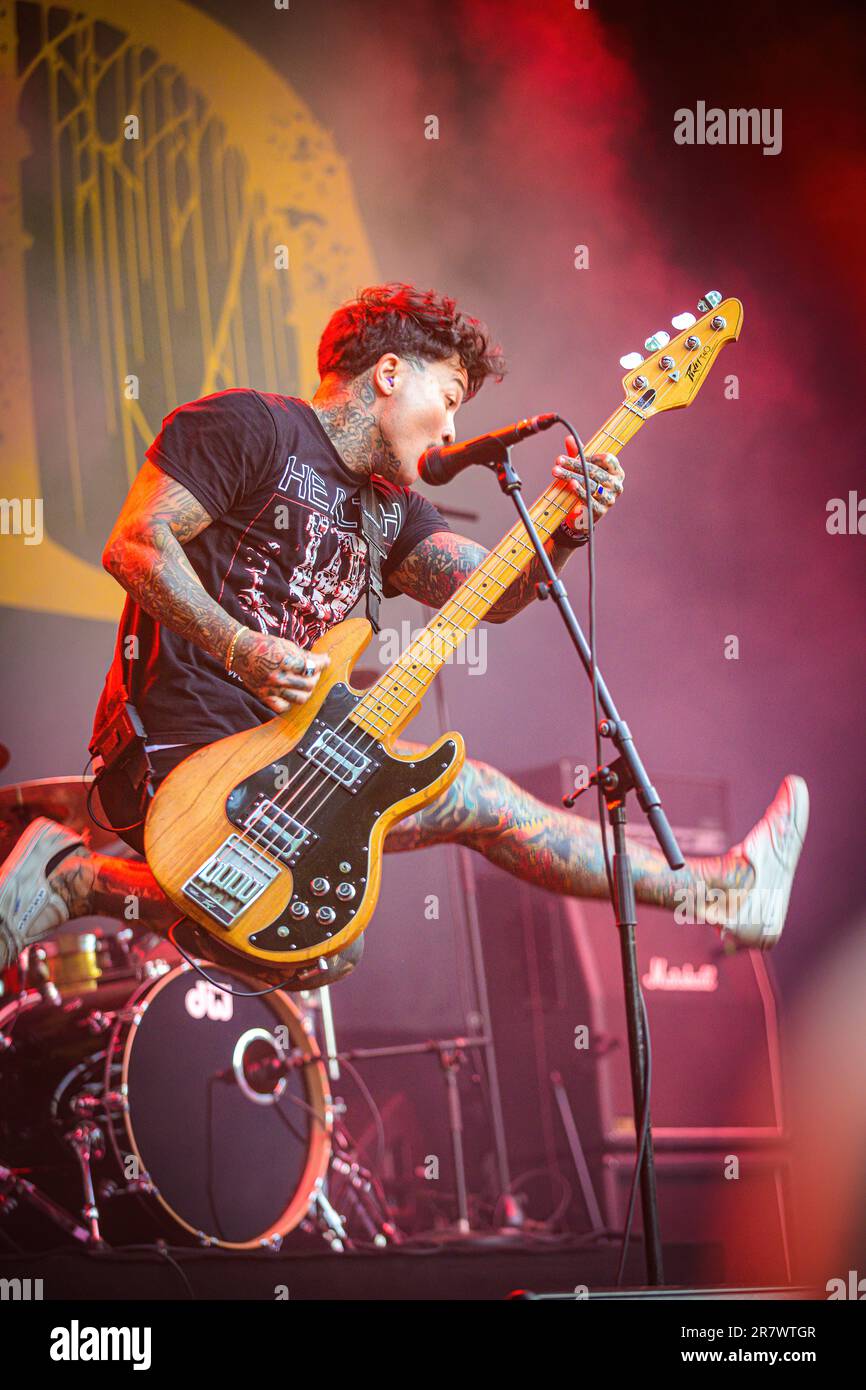 Copenhagen, Denmark. 16th, June 2023. The American hardcore punk band End performs a live ...