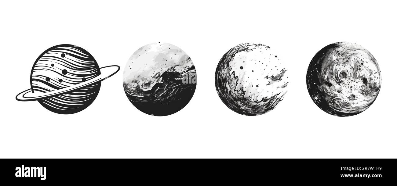 Solar system infographic. Hand drawn illustration of planets isolated ...