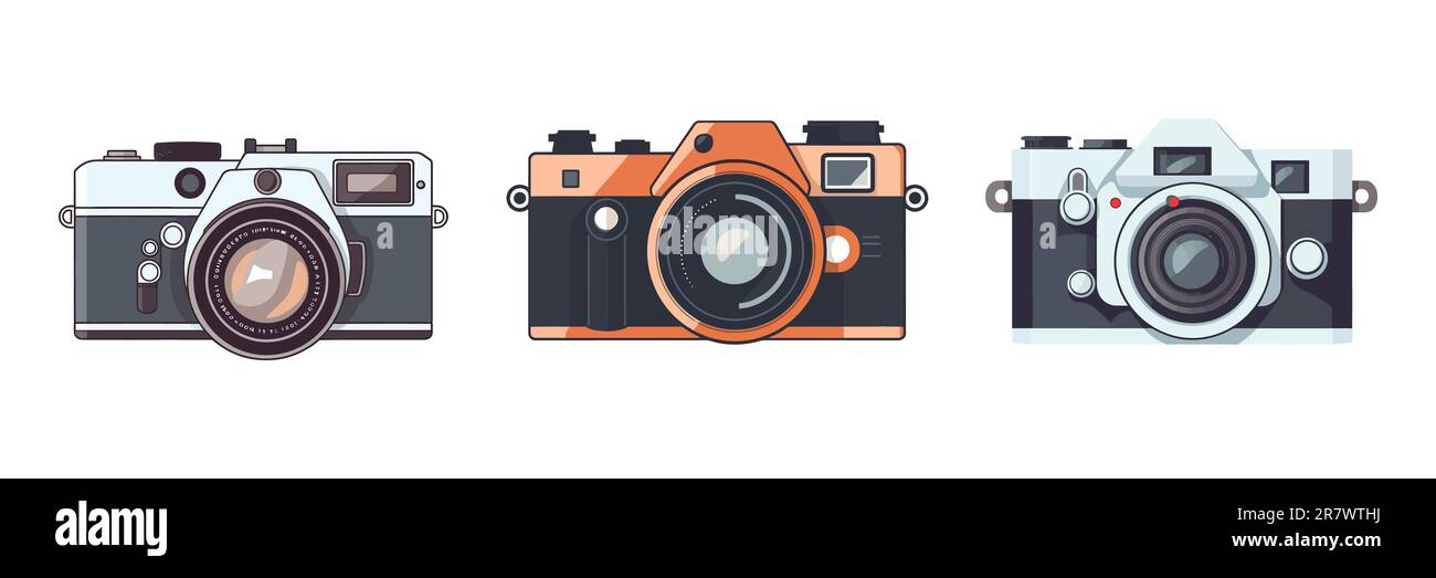 Set flat icon vintage camera on white background Stock Vector Image ...