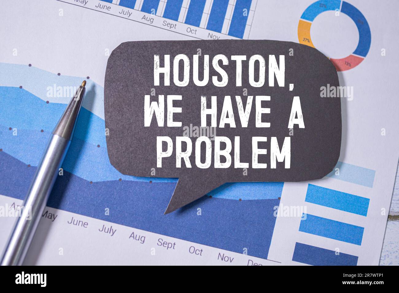 Houston, We Have a Problem Message. Recycled paper note pinned on cork ...