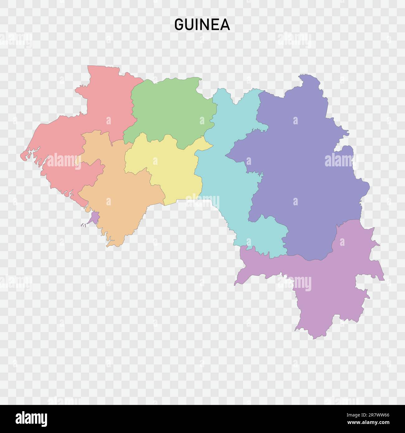 Isolated colored map of Guinea with borders of the regions Stock Vector ...