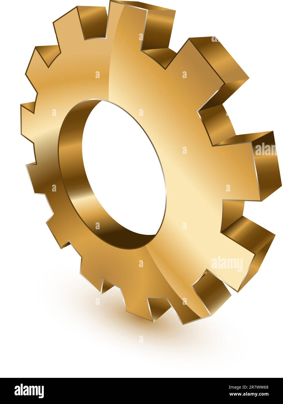 3d golden gear wheel symbol on white background Stock Vector Image ...