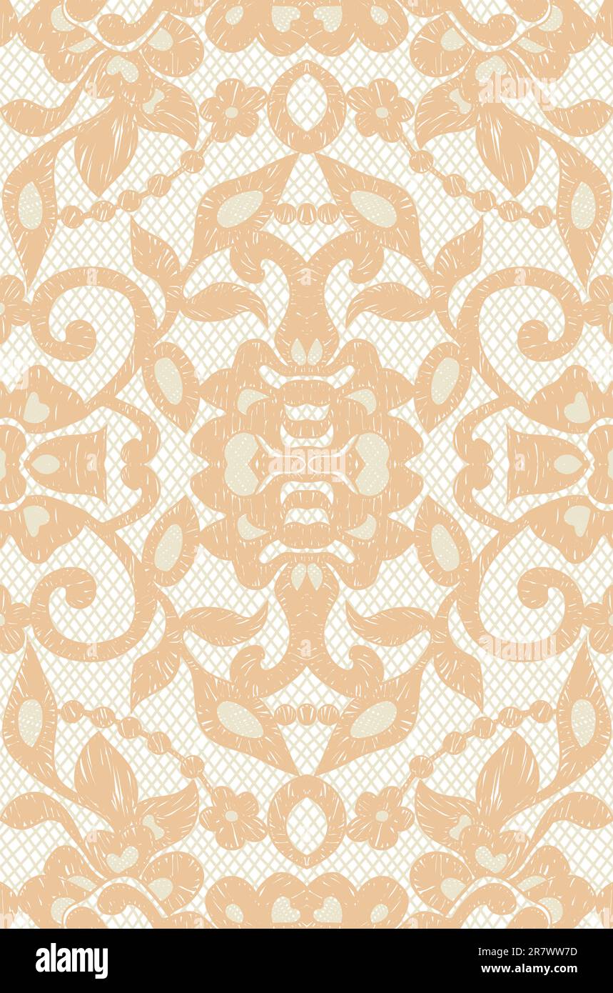 Beautiful floral beige lace. Vector illustration Stock Vector Image ...