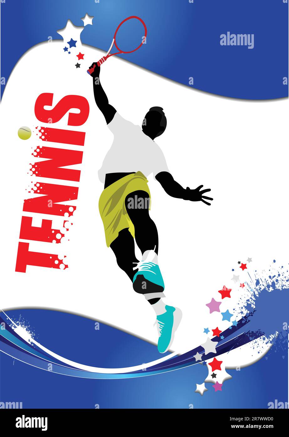 Tennis player poster. Colored Vector illustration for designers Stock ...