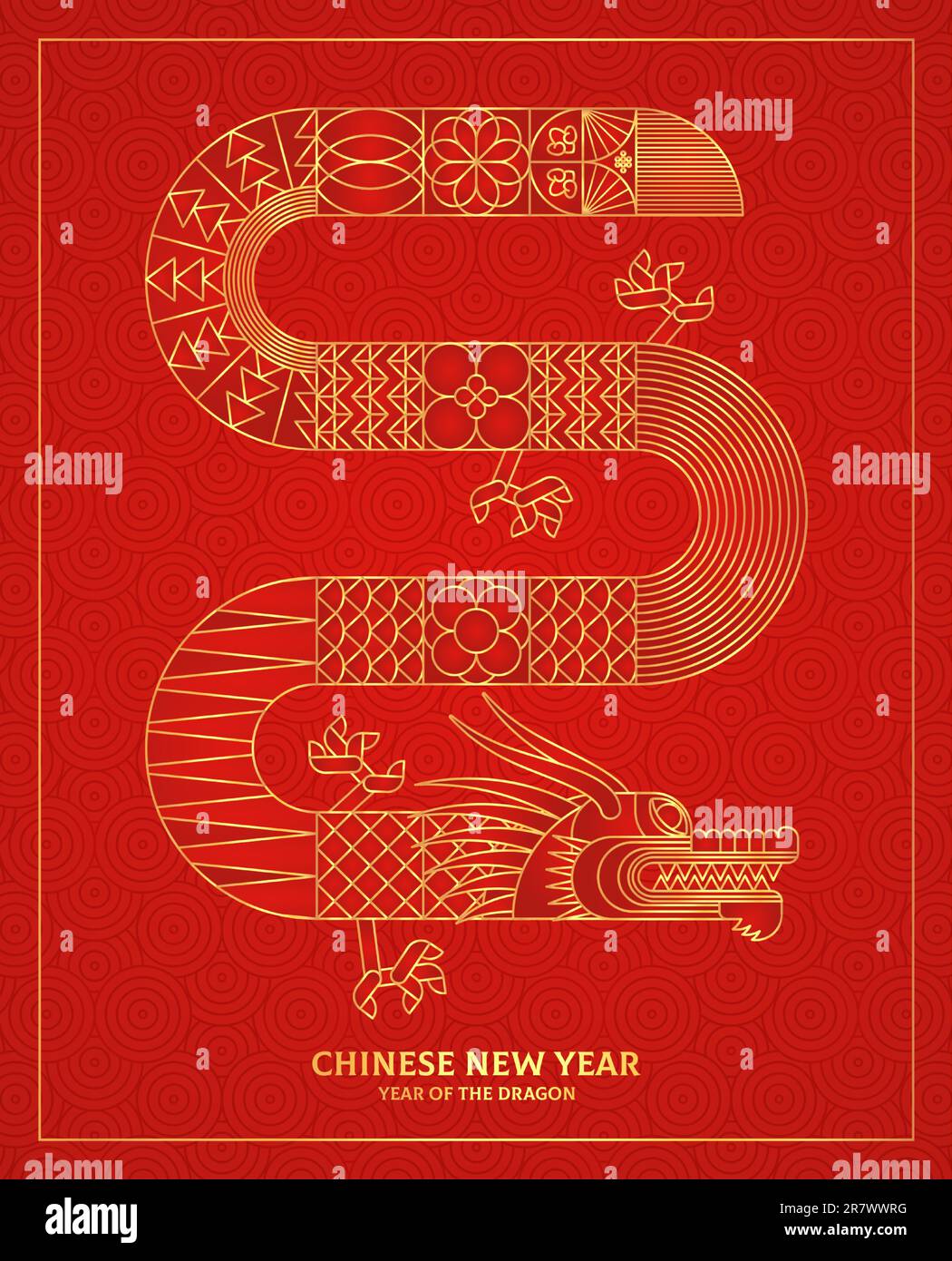 Chinese dragon greeting card. Geometric shapes, modern geometry design ...