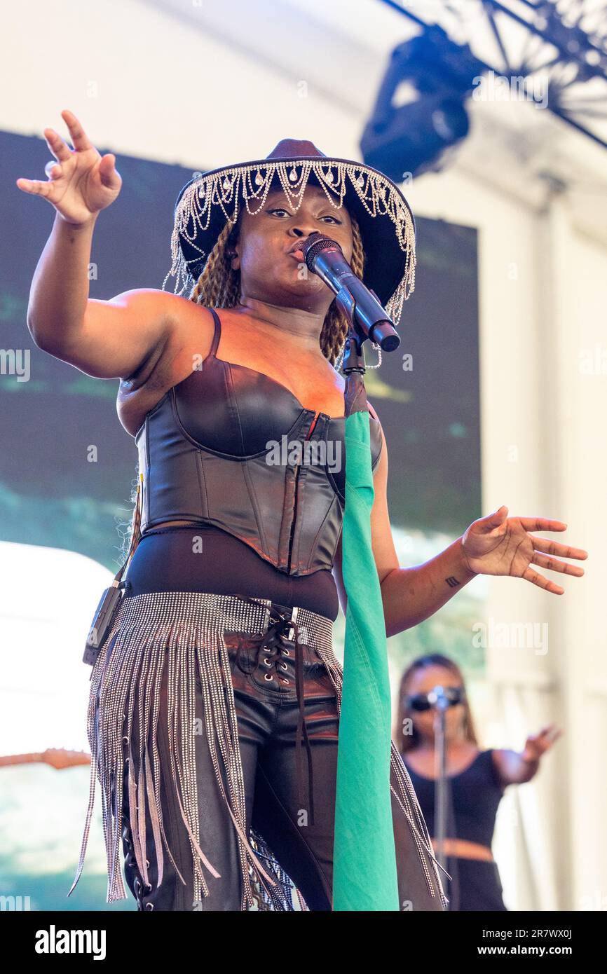 Manchester, USA. 16th June, 2023. Rapper Sampa the Great (Sampa Tembo) during the Bonnaroo Music ...