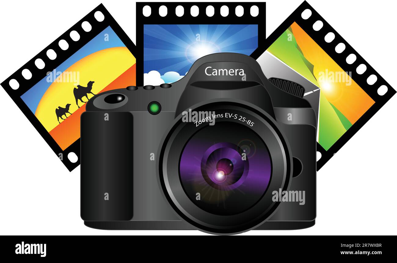 realistic vector 3d illustration of camera isolated over white ...