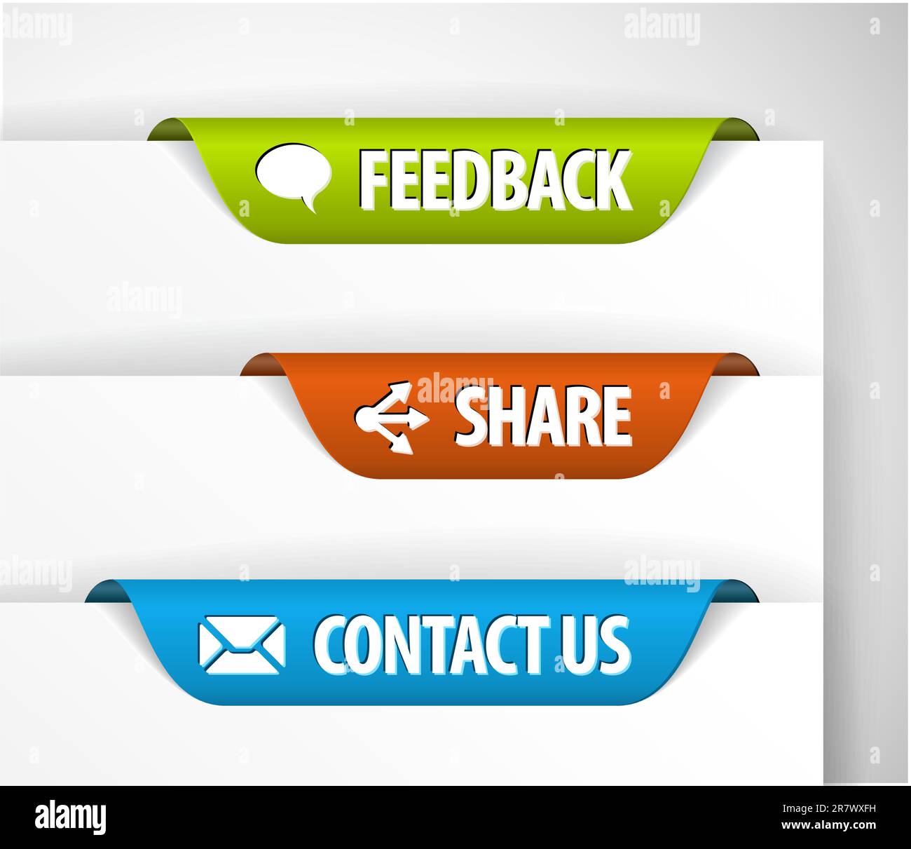 Vector Feedback, Share and Contact Labels / Stickers on the edge of the ...