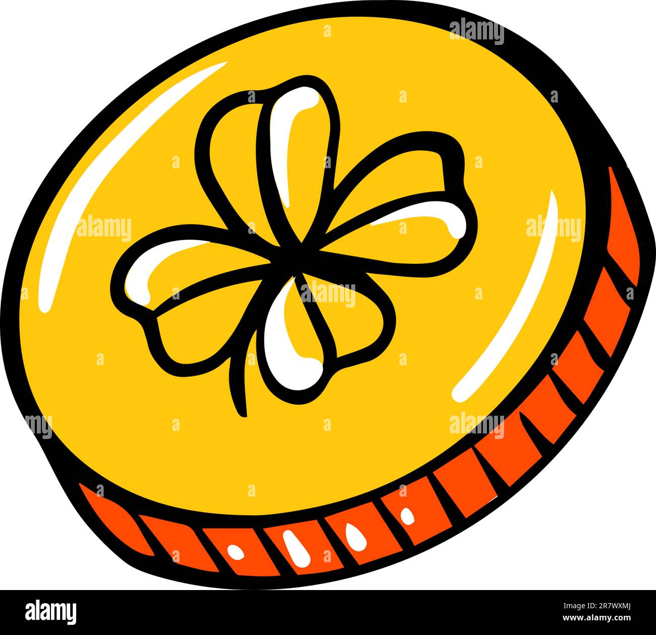 Hand drawn golden coins. Saint Patricks Day. Cartoon old coins ...