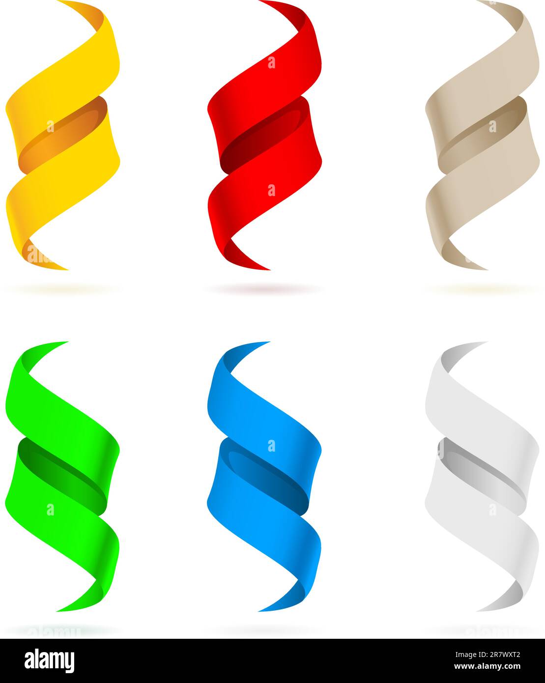 Many beautiful colored ribbons. Illustration on white background for ...