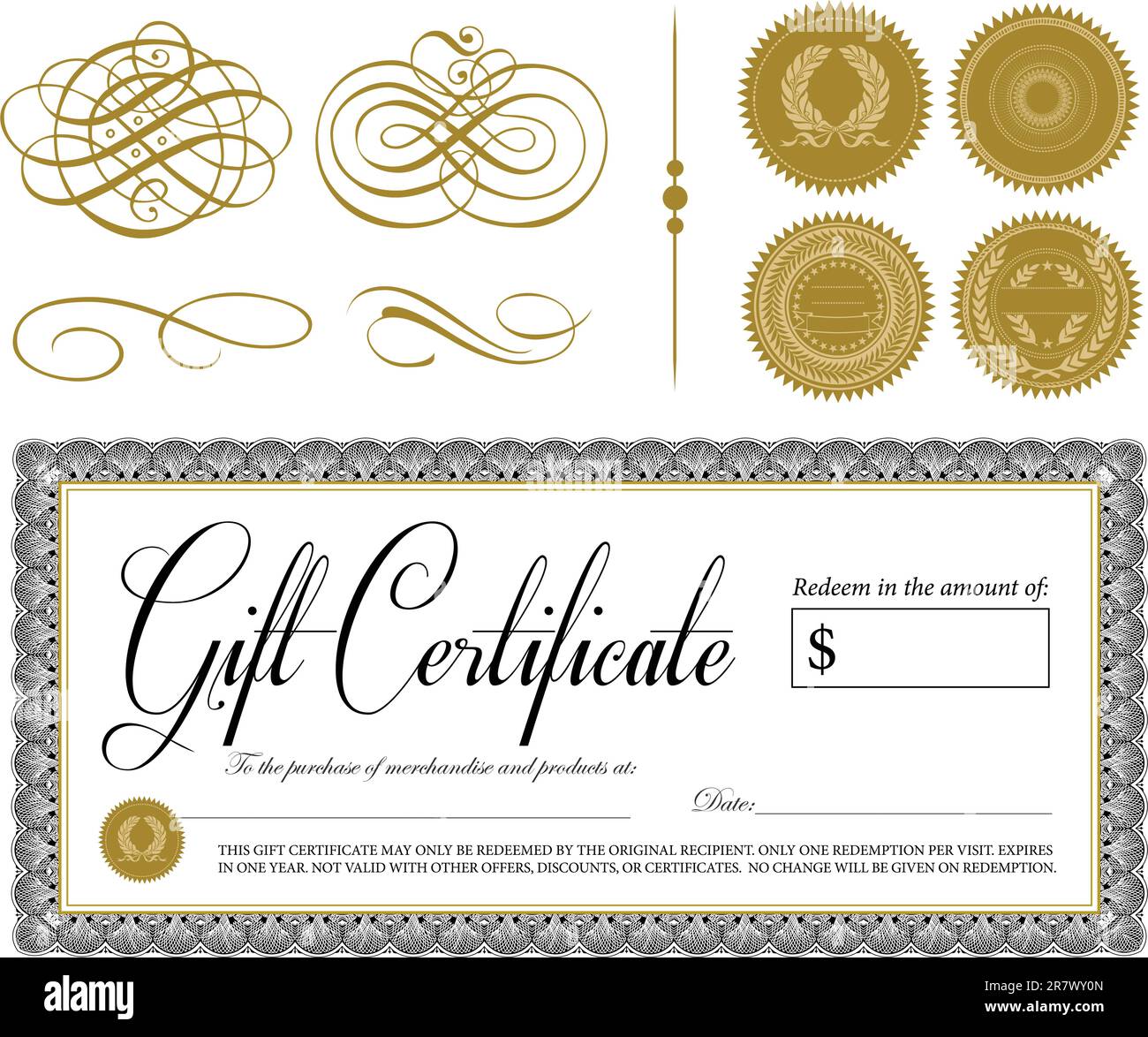 Vector Ornate Vintage Certificate and Ornaments. All pieces are ...