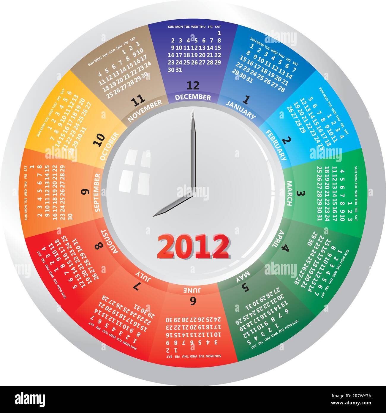 12 monts calendar and clock vector illustration Stock Vector Image ...