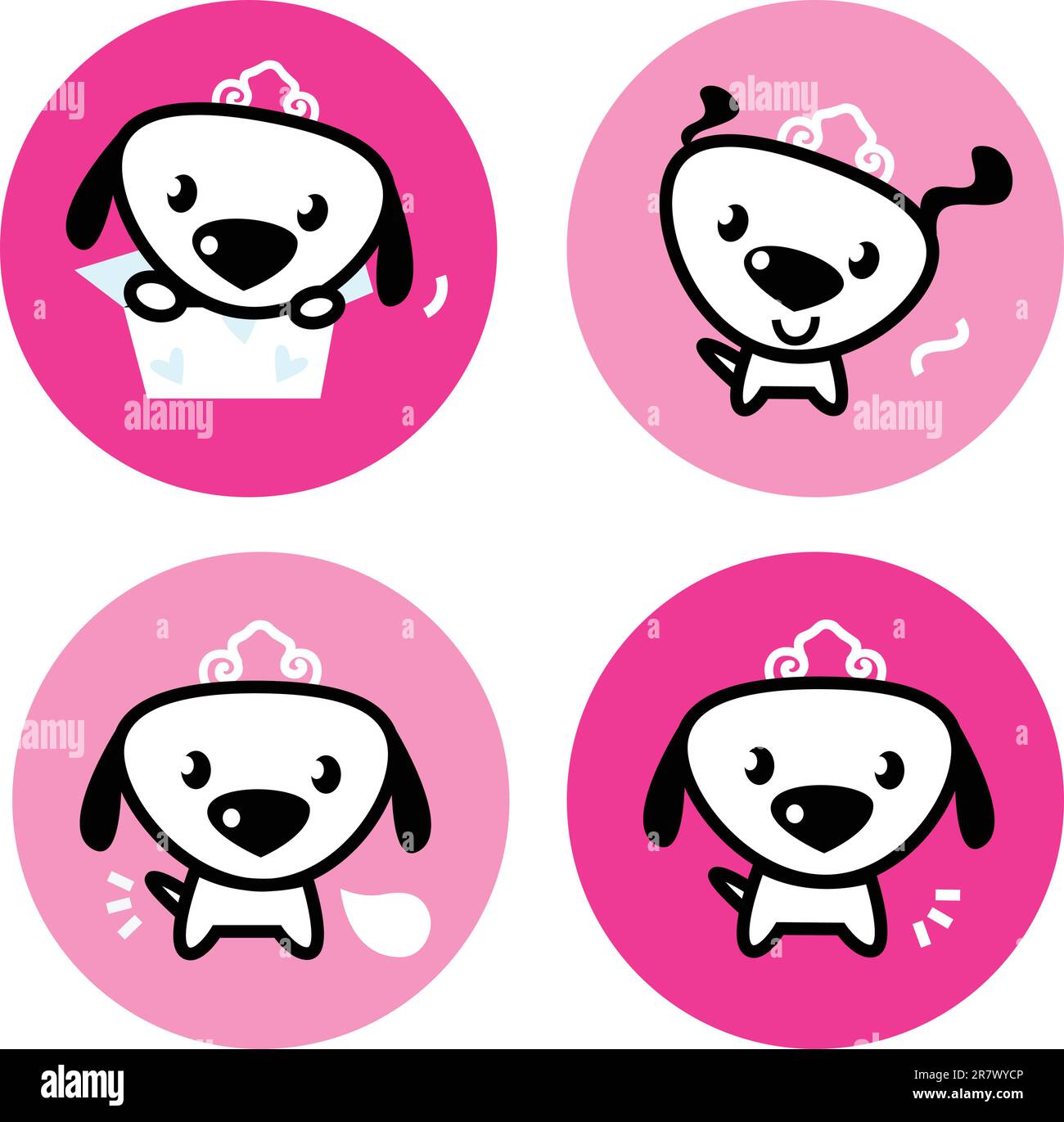 Little dog princess collection. Vector cartoon buttons Stock Vector ...