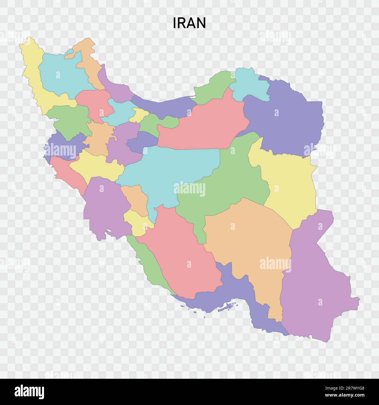 Isolated colored map of Iran with borders of the regions Stock Vector ...