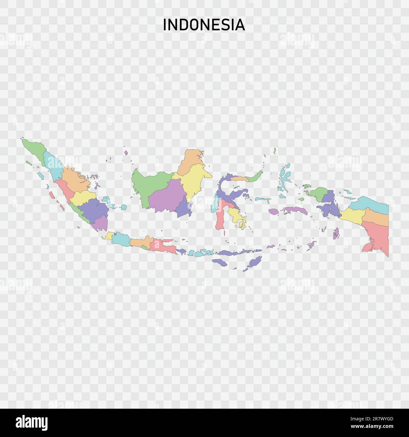 Isolated colored map of Indonesia with borders of the regions Stock ...