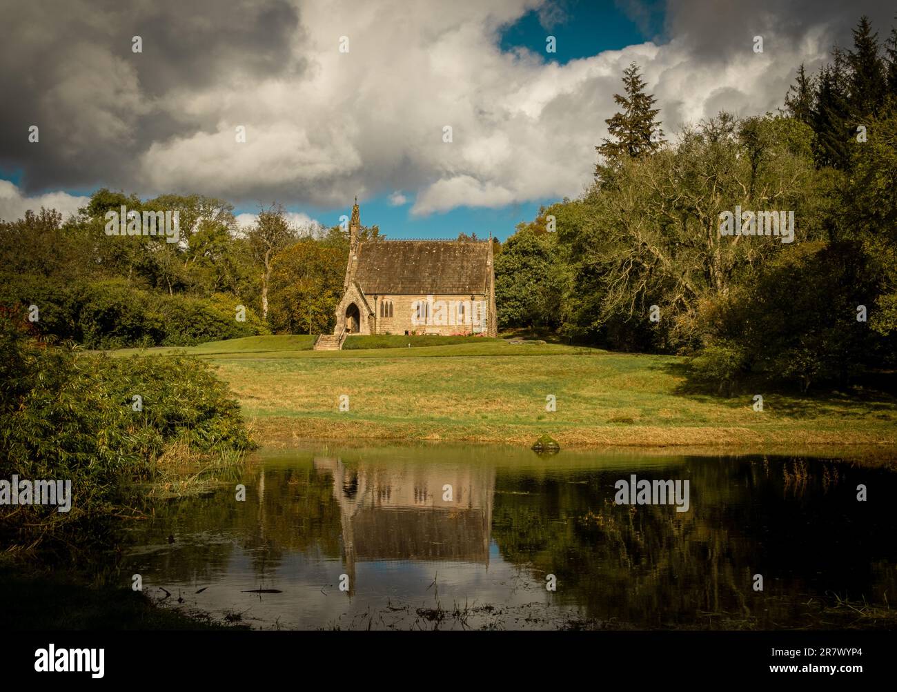 An idyllic scene depicting the small and picturesque Maxwelton Chapel ...