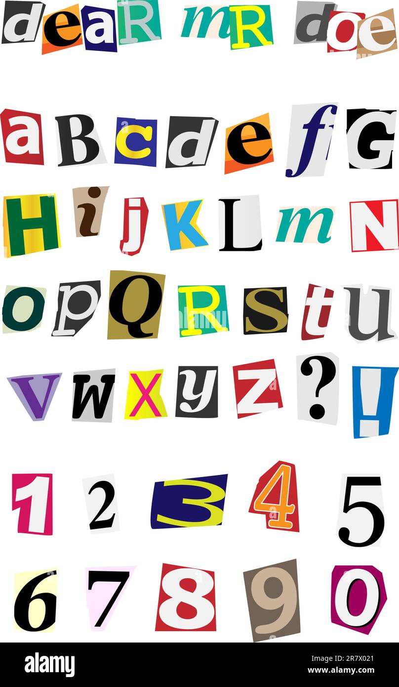 Anonymous Alphabet - Colorful Ripped Letters Isolated on White Stock ...