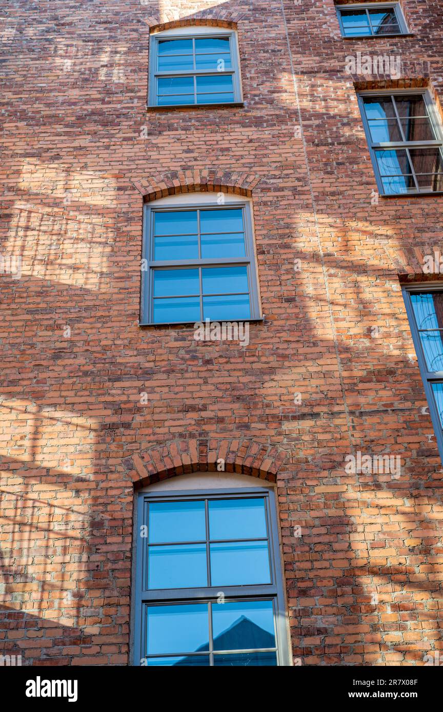 Brick wall in the old industrial landscape of Norrkoping. Norrkoping is ...