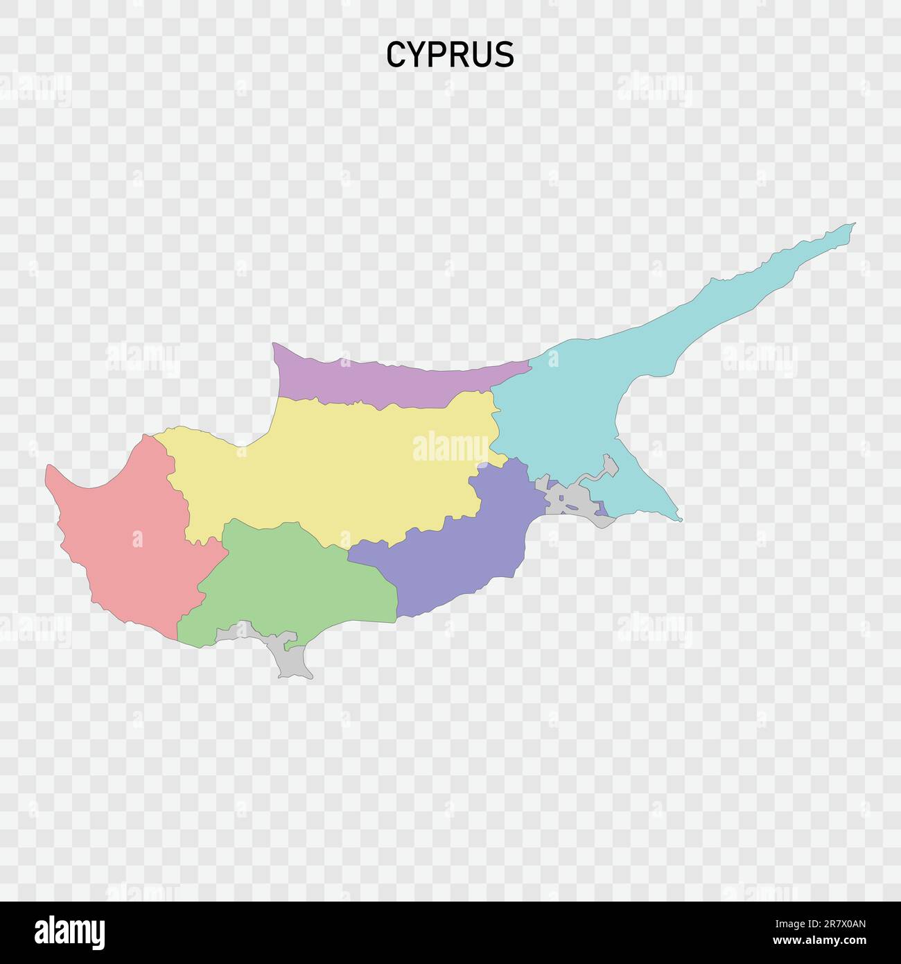 Isolated colored map of Cyprus with borders of the regions Stock Vector ...