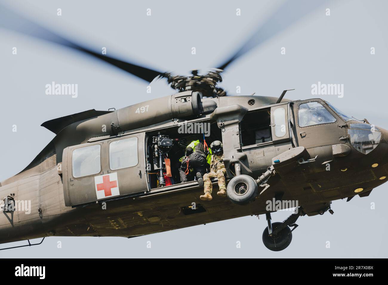 Members of the Indiana Helicopter Aquatic Rescue Team (HART) fly in a ...