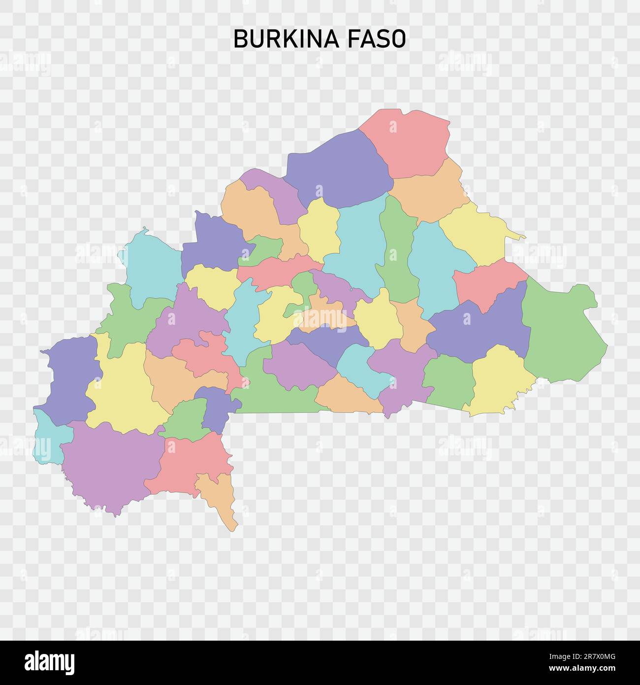 Isolated colored map of Burkina Faso with borders of the regions Stock ...