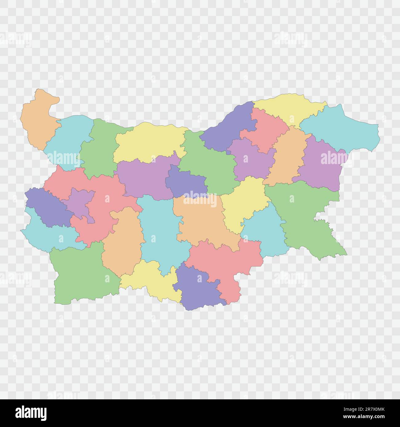 Isolated colored map of Bulgaria with borders of the regions Stock Vector Image & Art - Alamy