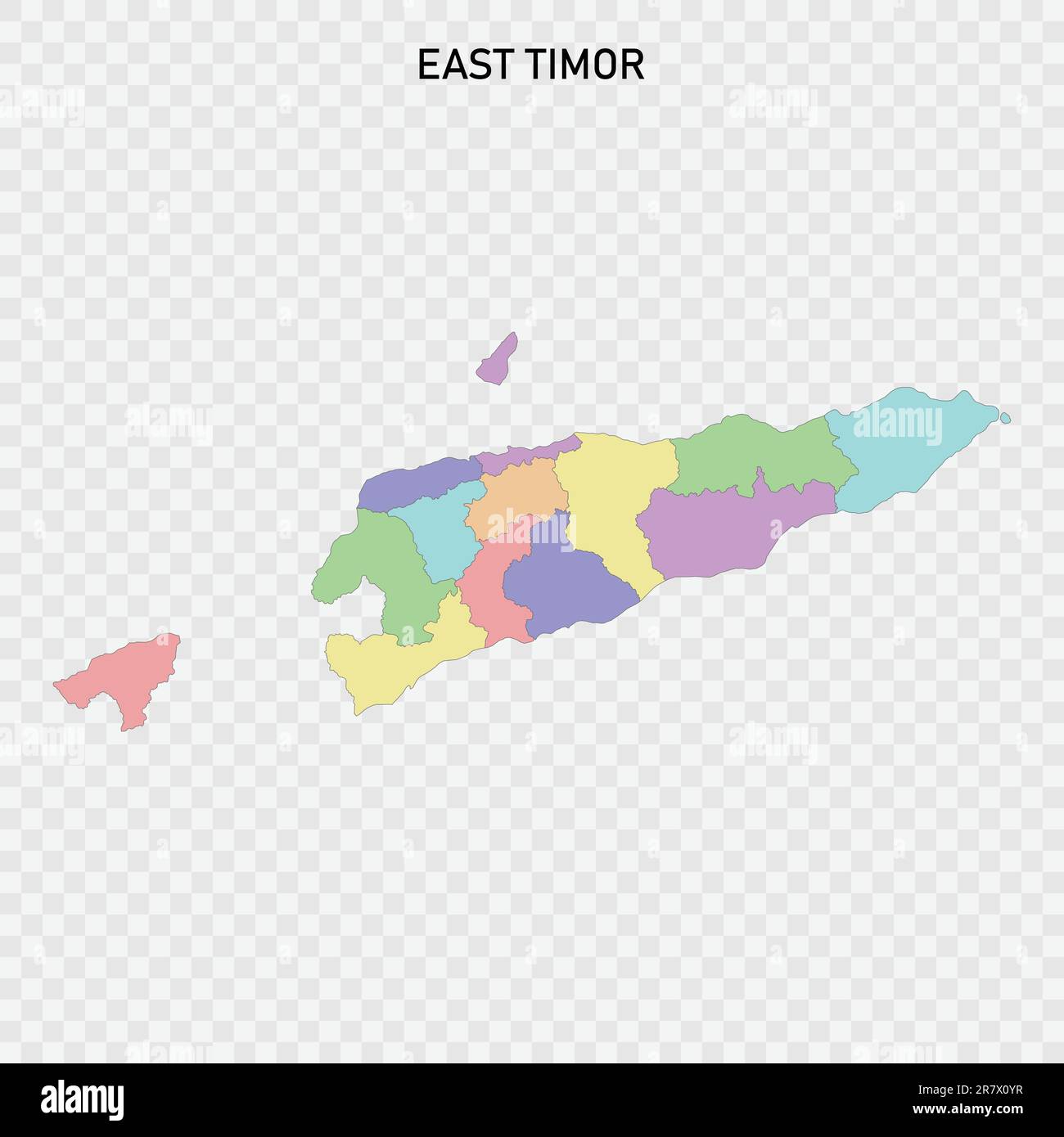 Isolated colored map of East Timor with borders of the regions Stock ...
