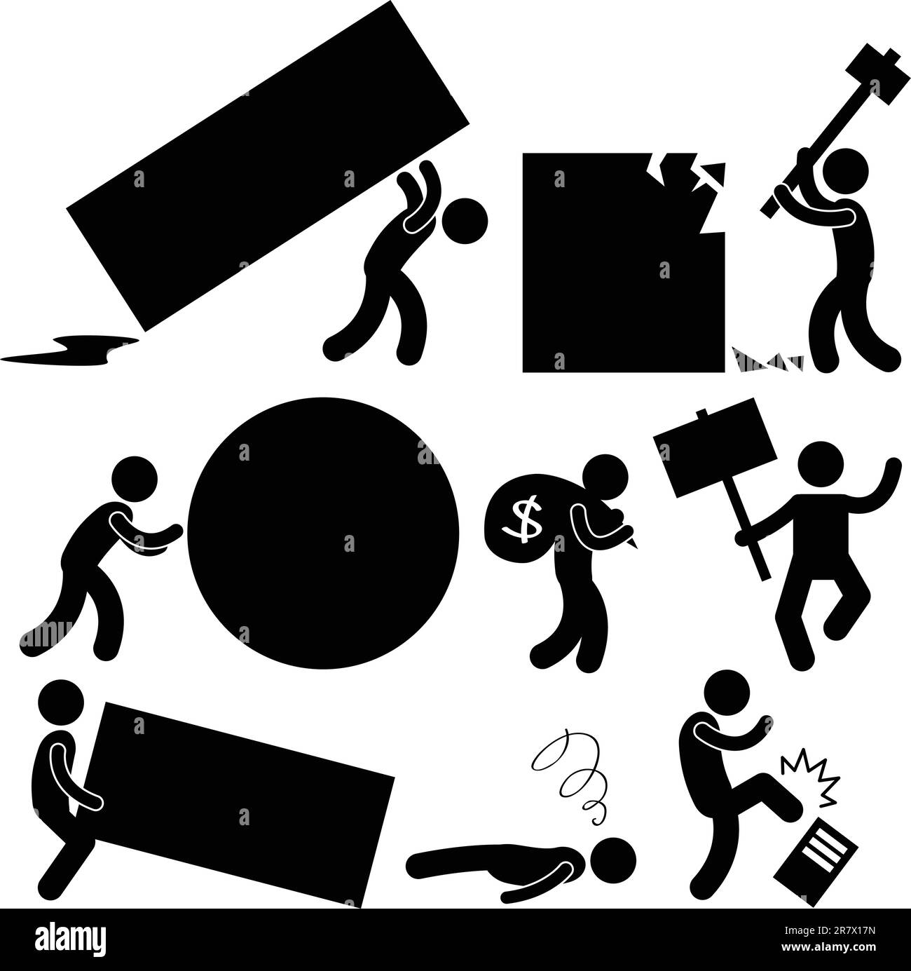 A set of pictogram showing situations of frustration situation in ...