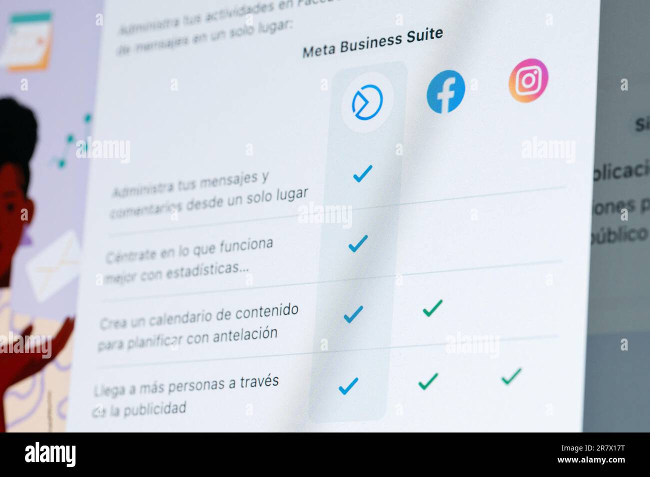 New York, USA - June 17, 2023: Meta Business Suite capability menu ...