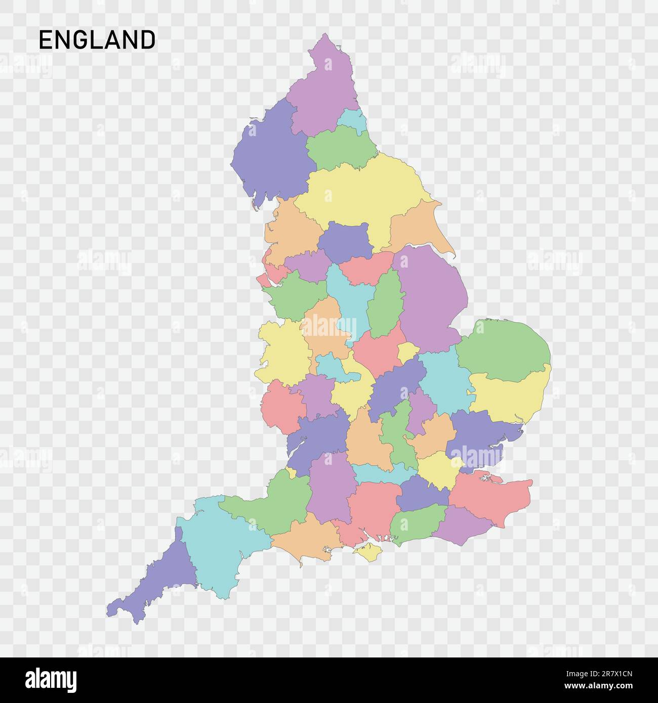 Isolated colored map of England with borders of the regions Stock ...