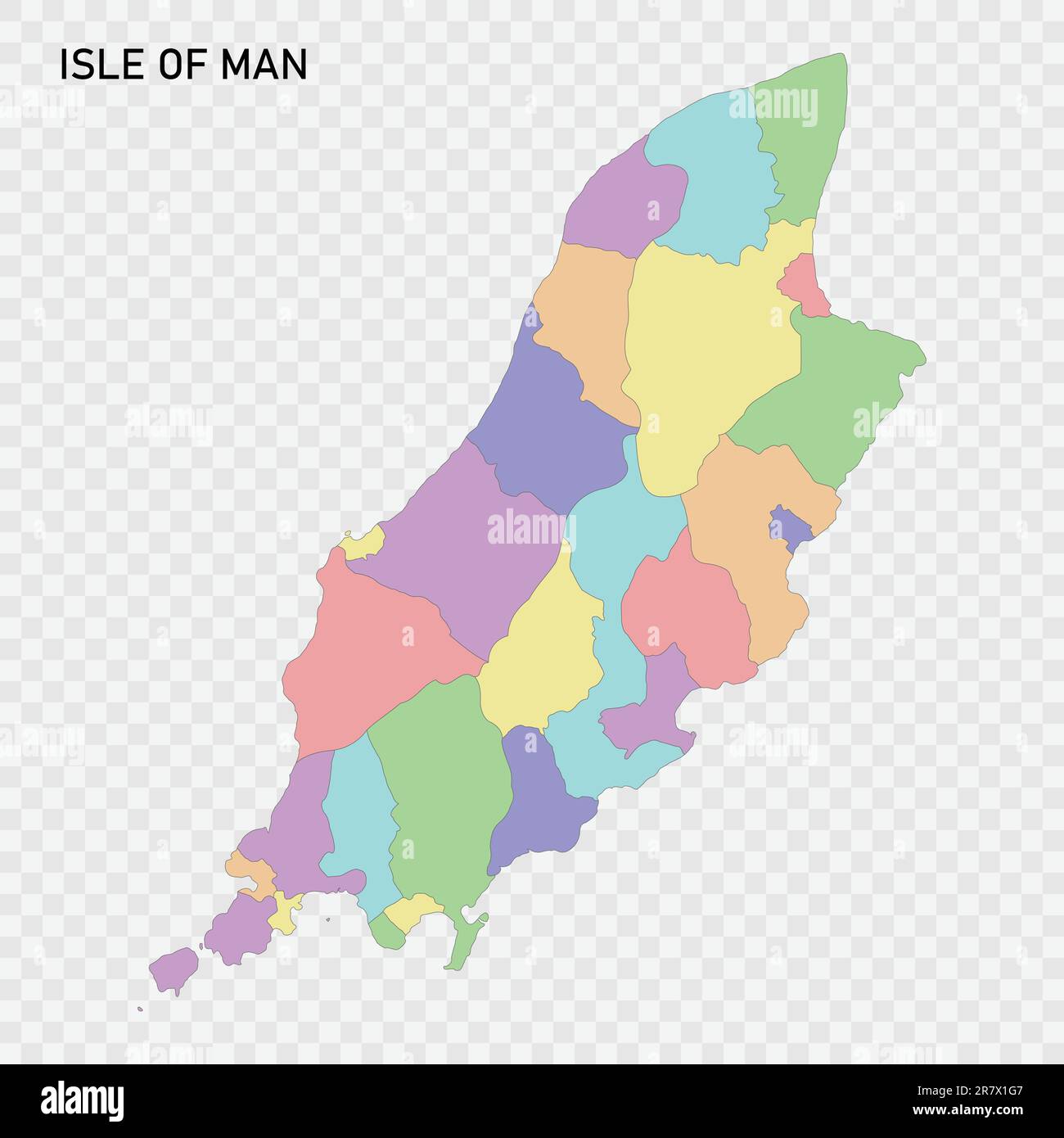 Isolated colored map of Isle of Man with borders of the regions Stock ...