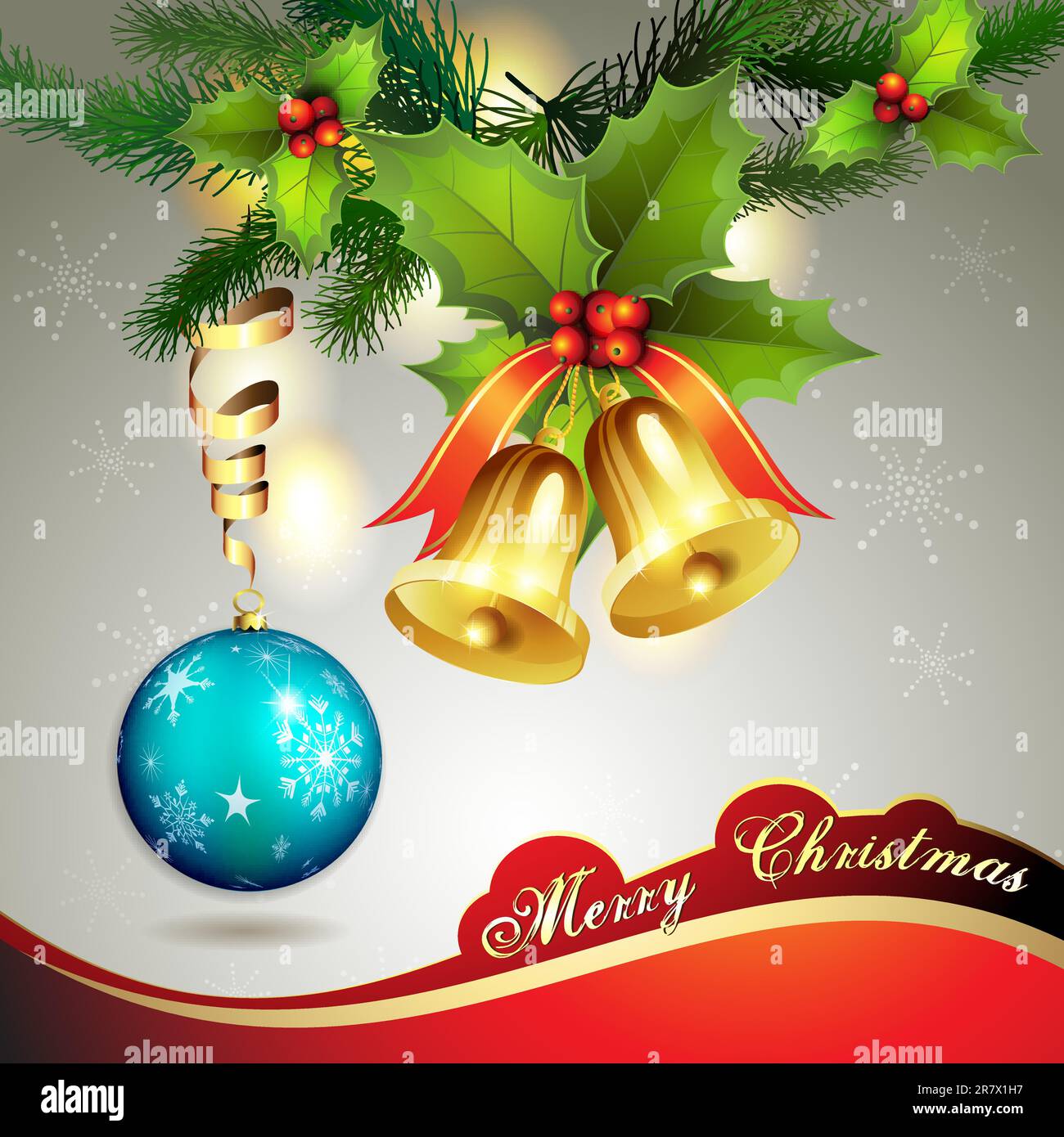 Christmas ball with pine tree and bells Stock Vector Image & Art - Alamy