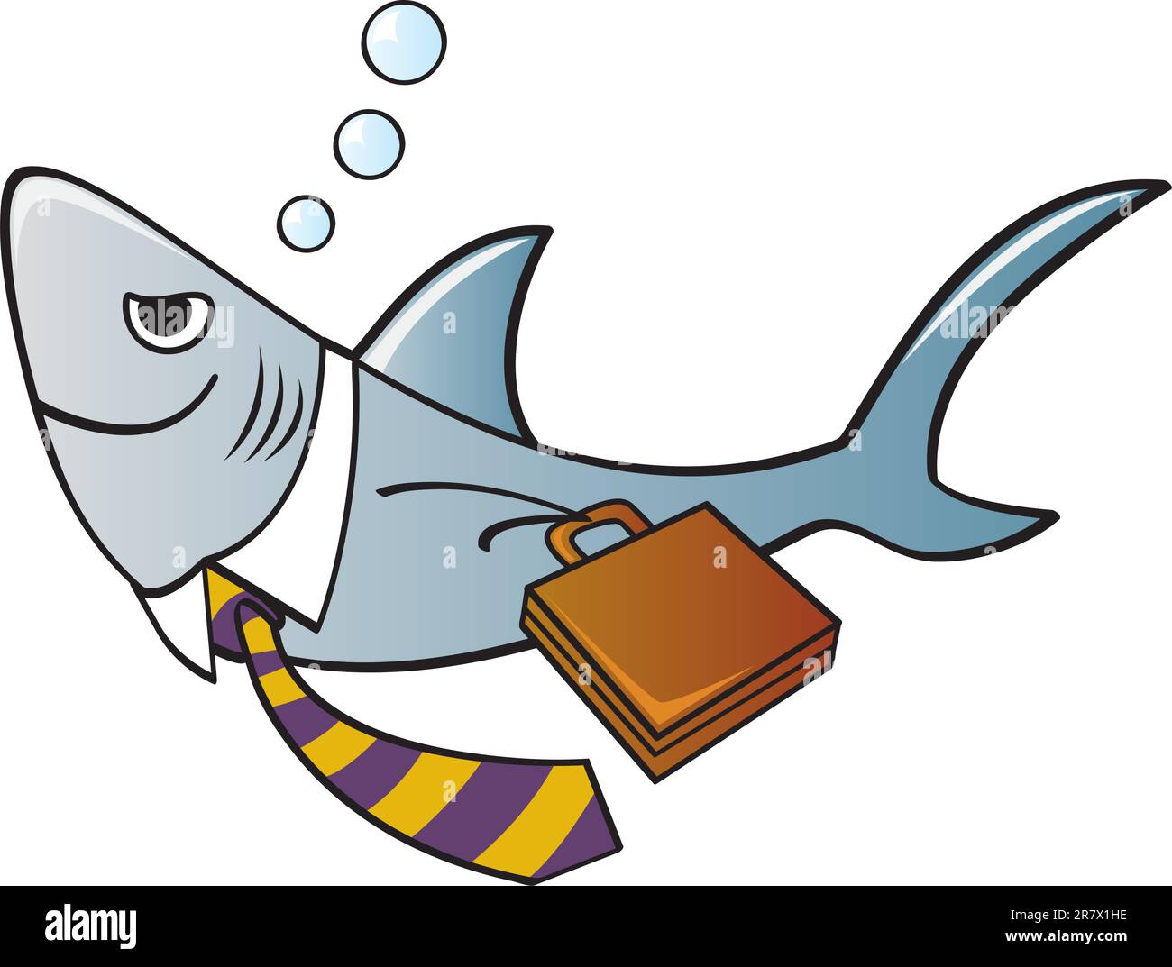 A shark dressed as a businessman with a tie and briefcase Stock Vector ...