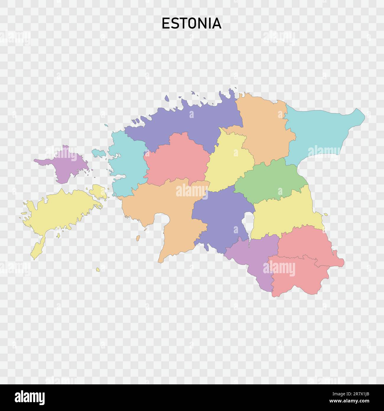 Isolated colored map of Estonia with borders of the regions Stock ...