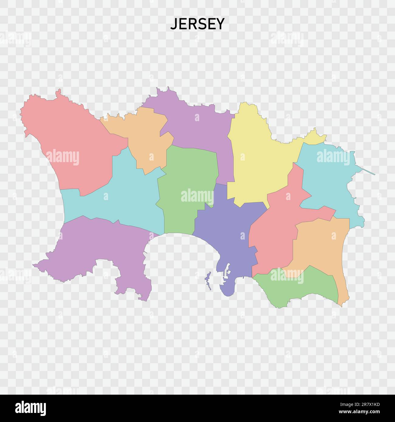 Isolated colored map of Jersey with borders of the regions Stock Vector ...