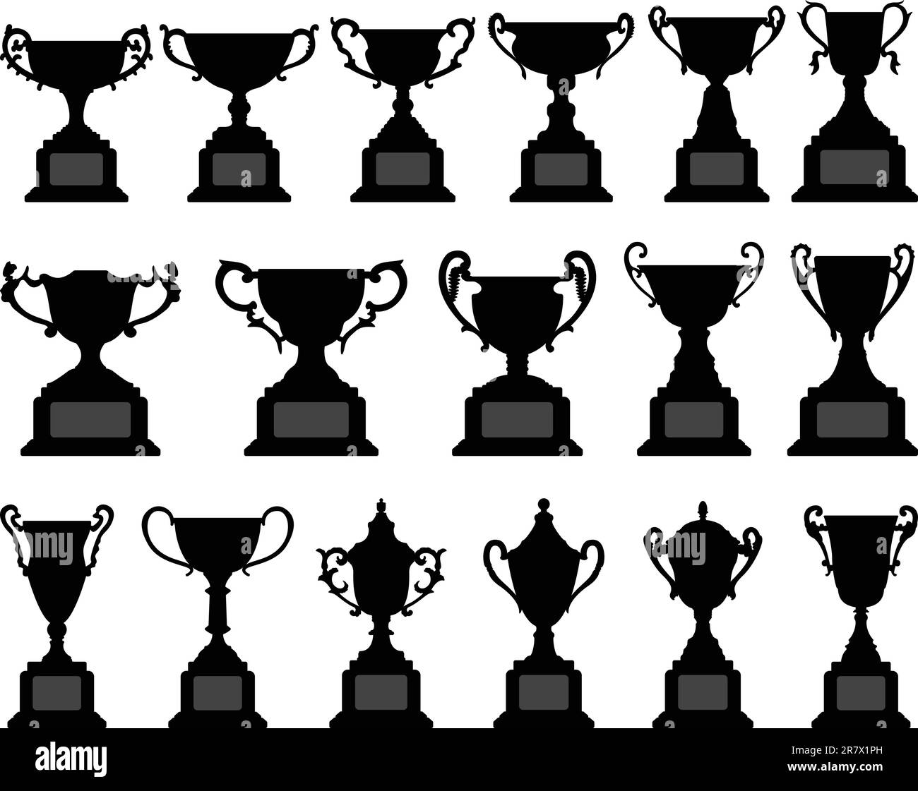A set of trophy design in silhouette vector Stock Vector Image & Art ...
