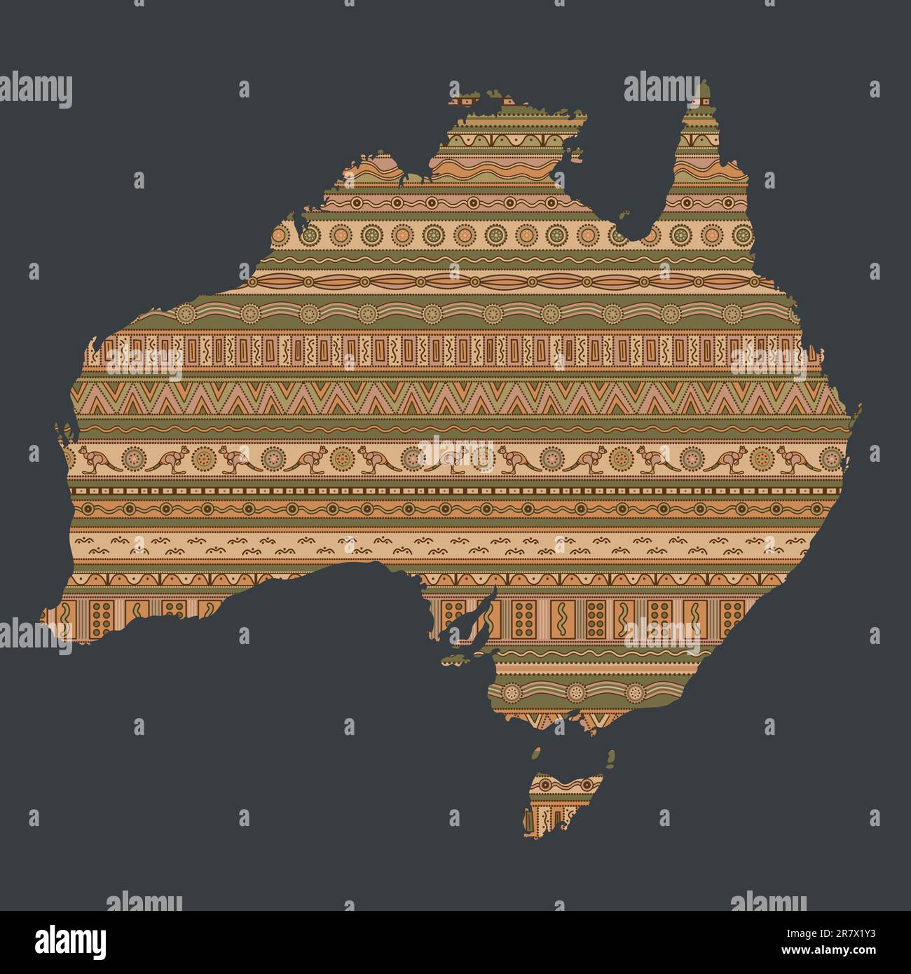 Contour of country with ethnical Australian elements in national ...
