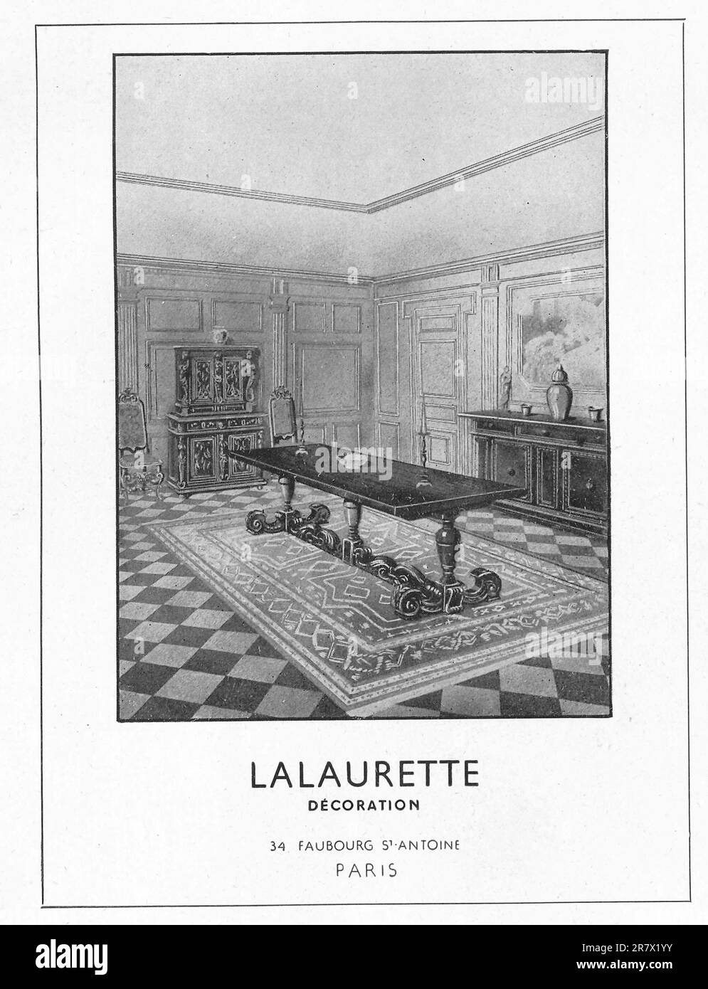 La Laurette décoration advert in a French magazine March 1947 Stock ...